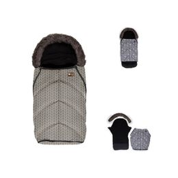 Kikkaboo Fu&szlig;sack Shiny Nylon f&uuml;r Kinderwagen Motiv aufgedruckt Rei&szlig;verschluss braun
