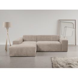 Ecksofa WERK2 "Zeus-L modern & zeitlos, Breite 253 cm, bequemes Sofa", grau (hellgrau, beige), B:253cm H:70cm T:188cm, 90% Polyester, 10% Nylon, Sofas, Ecksofa, Curvy Trend Ecksofa mit urbaner Optik