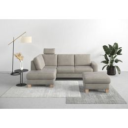 Ecksofa Home Affaire "Summer L-Form", grau (steel), B:236cm H:91cm T:170cm, 95% Polyester, 5% Polyamid, Sofas, Ecksofa, mit Ottomane, wahlweise mit Bettfunktion und Bettkasten, Cord-Bezug