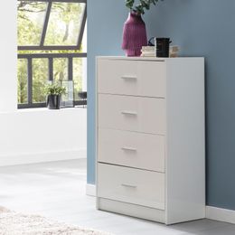 FineBuy Schubladenkommode 60cm mit 4 Schubladen Kommode in Wei&szlig; Sideboard modernes Design