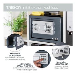 HMF Safe Tresor f&uuml;r Zuhause, Hotel oder B&uuml;ro, M&ouml;beltresor mit Zahlenschloss f&uuml;r DIN A5 Dokumente, 31 x 20 x 20 cm, Anthrazit