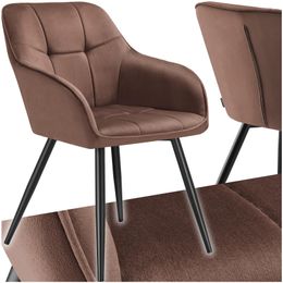 TecTake&reg; Esszimmerstuhl, gepolstert, in Samtoptik, gesteppt, schlanke Stahlbeine, 58 x 62 x 82 cm