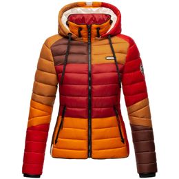 Navahoo Damen Steppjacke leichte &Uuml;bergangsjacke mit Kapuze im Colourblocking Stil Lulana Multikulti