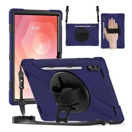 Wigento F&uuml;r Samsung Galaxy Tab S11 Ultra H&uuml;lle Halter & Schultergurt D- Blau