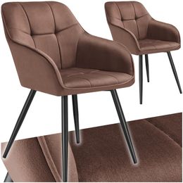 TecTake&reg; Esszimmerstuhl, gepolstert, in Samtoptik, gesteppt, schlanke Stahlbeine, 58 x 62 x 82 cm