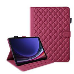 Wigento F&uuml;r Samsung Galaxy Tab S10 FE Plus Rhombus Kunstleder H&uuml;lle Rot