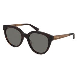 Woodfellas 11718 MIRAGE | Unisex-Sonnenbrille | Fassung: Vollrand, Butterfly, Kunststoff, Braun Havanna | Glasfarbe: Gr&uuml;n