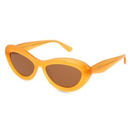 Fielmann LN 083 SUN FA ALBA | Damen-Sonnenbrille | Fassung: Vollrand, Cat Eye, Acetat Extrudiert, Orange Milchig | Glasfarbe: Braun