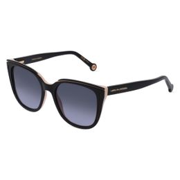 Carolina Herrera 0144/S | Damen-Sonnenbrille | Fassung: Vollrand, Butterfly, Acetat, Schwarz Gl&auml;nzend | Glasfarbe: Grau Verlaufend