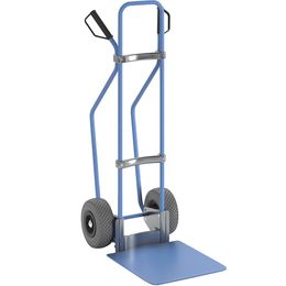 eurokraft pro Sackkarre mit Kufen, blau, Schaufel-BxT 450 x 500 mm, blau, PU-Bereifung, ab 5 Stk