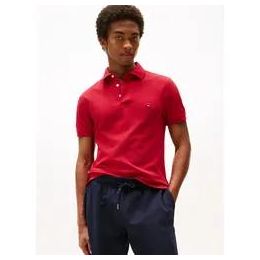 Poloshirt Tommy Hilfiger "1985 SLIM POLO", Herren, Gr. L, rot (medium rot), Piqu&eacute;, Obermaterial: 96% Baumwolle, 4% Elasthan, unifarben, Basic, schmal normal, Rundhals, eingesetzt Rippb&uuml;ndchen, Shirts, mit Stickerei, Piqu&eacute;-Qualit&auml;t, Slim fit