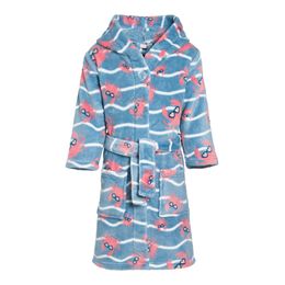 Playshoes Bademantel 'Krebs' M&auml;dchen Gr&ouml;&szlig;e 86/92 blau / lachs / wei&szlig;