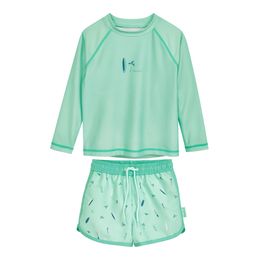 Playshoes Badeset 'Surf Palme' M&auml;dchen Gr&ouml;&szlig;e 134/140 navy / t&uuml;rkis / royalblau / wei&szlig;