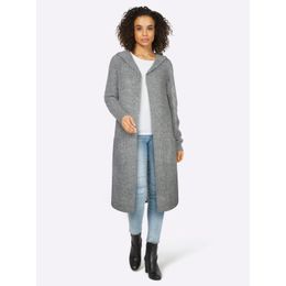 Heine Witt Damen Longstrickjacke in Kuschel-Qualit&auml;t, grau-meliert, Gr&ouml;&szlig;e 40