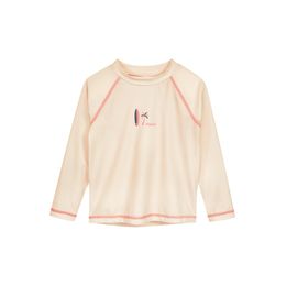 Playshoes Badeshirt 'Surfbrett Palme' M&auml;dchen Gr&ouml;&szlig;e 134/140 ecru / navy / lachs