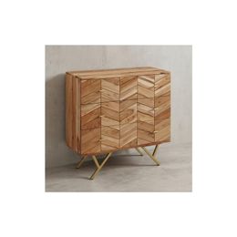 KADIMA DESIGN Rustikales Sideboard mit au&szlig;ergew&ouml;hnlichem Muster, Akazie Massivholz, Landhausstil