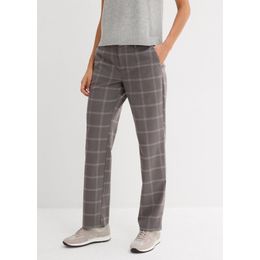 bonprix Karierte Chinohose, grau, Gr.50, Trendige Chinohose mit Karomuster, aus Viskose
