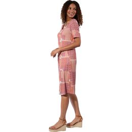 WITT Damen Jerseykleid mit Taillennaht, champagner-papaya-bedruckt, Gr&ouml;&szlig;e 50