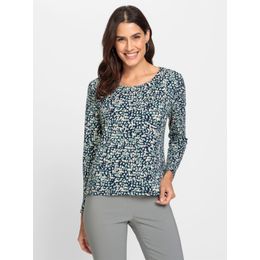 WITT Damen Print-Shirt in bewegungselastischer Qualit&auml;t, marine-jade-bedruckt, Gr&ouml;&szlig;e 38