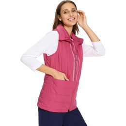 WITT Damen Steppweste mit Zierperlen am Rei&szlig;verschluss, fuchsia, Gr&ouml;&szlig;e 42