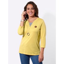 WITT Damen 3/4-Arm-Shirt in 2-in-1-Optik, zitrone, Gr&ouml;&szlig;e 40