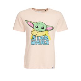 Recovered T-Shirt 'Star Wars The Mandalorian Child' Damen Gr&ouml;&szlig;e L beige / blau / gelb / gr&uuml;n