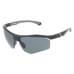 Polaroid 207374 | Herren-Sonnenbrille | Fassung: Halbrand, Eckig, Kunststoff, Schwarz Matt | Glasfarbe: Grau