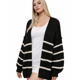Worldclassca Knit Cardigan 'Strick Jacke mit Streifen' female Black size S/L