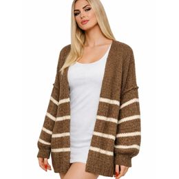 Worldclassca Knit Cardigan 'Strick Jacke mit Streifen' female Brown size S/L