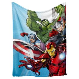 MARVEL Babydecke 'Avengers' Gr&ouml;&szlig;e One Size himmelblau / gr&uuml;n / rot / silber