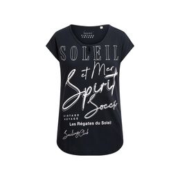 SOCCX &Auml;rmelloses Shirt mit Wording Print Damen Gr&ouml;&szlig;e XL blau
