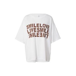 10DAYS T-Shirt 'Smile Love Tee' Damen Gr&ouml;&szlig;e XL dunkelbraun / wei&szlig;