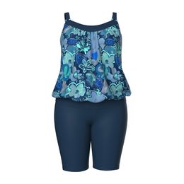 Ulla Popken Tankini Damen Gr&ouml;&szlig;e 9XL/10XL marine / rauchblau / dunkelblau / mint