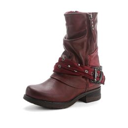 Pogolino Boots 'Damen Biker Stiefeletten Boots Nieten ST04' Damen Gr&ouml;&szlig;e 42 weinrot Winterschuhe