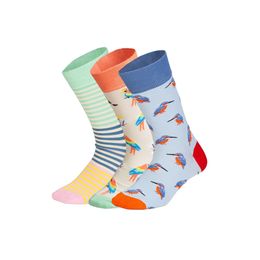DillySocks Socken 'Kingfisher Paradise' Damen Gr&ouml;&szlig;e 36/40 beige / t&uuml;rkis / hellblau / orangerot