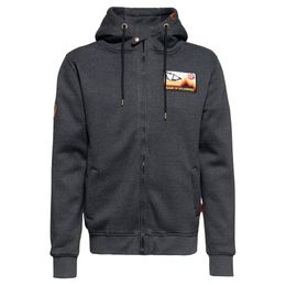 King Kerosin Zip-Up Hoodie 'K.K. Adventure Gear - Frame of Wilderness' male Grey size M