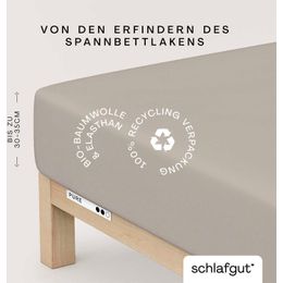 Spannbettlaken Schlafgut, beige, Jersey, Obermaterial: 95% Baumwolle, 5% Elasthan, Bettlaken, "PURE Bio-Baumwolle mit Elasthan, 170 g/m&sup2;, Bettlaken,