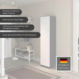 Mehrzweckschrank Rauch, B:47cm H:197cm T:41cmalpinwei&szlig;, griffe graumetallic, Holzwerkstoff, K&uuml;che, Schr&auml;nke, "Garderobe Kleiderschrank Schrank