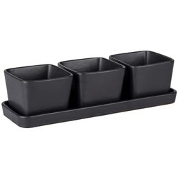 Wenko Dipschale "Snack & Dip", B/H/L: 7cm x 30,5cm, schwarz, Sch&uuml;sseln, Snackschalen f&uuml;r Knabbereien, Dips & Antipasti, je 300 ml, mit Tablett