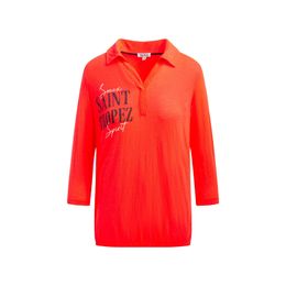 SOCCX Poloshirt mit Prints und Gummizugsaum Damen Gr&ouml;&szlig;e XXXL neonrot