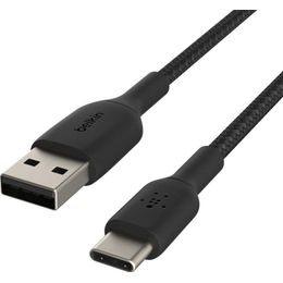 Belkin Smartphone-Kabel "USB-C/USB-A Kabel ummantelt, 1m", 100cmcm, schwarz, Kabel
