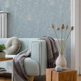 Vliestapete "Organic Natur", B/L: 0,52m x 10m, Rollen: 1blau, SUPERFRESCO EASY, Wohnzimmer, Tapeten, 10mx52cm (ca. 5m2)