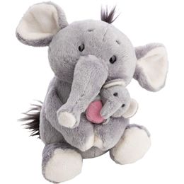 Nici Kinder Kuscheltier "Little & Me, Elefant 20 cm mit Kind 6 cm"grau, B:10cm H:20cm L:10cm, Pl&uuml;schfiguren, 2in1: Kuscheltier Mama mit Kuscheltier