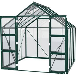 Gew&auml;chshaus Vitavia, B:257cm H:253,9cm T:263cm, gr&uuml;n, Garten, Gew&auml;chsh&auml;user, "Domus 6700", Doppelschwingt&uuml;ren und bodentiefer T&uuml;rschwelle, 3 mm