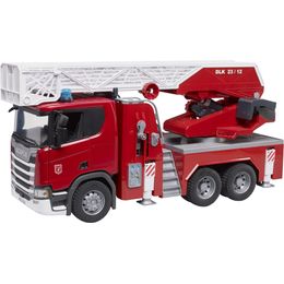Bruder Kinder Spielzeug-Feuerwehr "Scania Super 560R Feuerwehr Drehleiter W.Pumpe L&S (03591)", rot, Kunststoff, Spielzeugfahrzeuge, mit Licht und