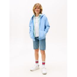 Tommy Hilfiger Jungen Kapuzensweatjacke "TONAL FLAG EMB ZIP HOODIE", blau, Gr. 16, unifarben, Sweatware, Obermaterial: 100% Baumwolle, Sweatjacken,