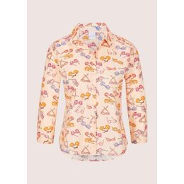 Madeleine Mode MADELEINE Damen Hemdbluse "Hemdbluse Druckbluse mit Brillen-Muster", orange, Modern, Gr. 40, Obermaterial: 100% Baumwolle CO., Blusen, Bluse mit
