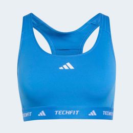 Damen Sport-BH "TECHFIT", adidas Performance, Gr. XLray blau, Obermaterial: 73% Polyester, 27% Elasthan, BHs