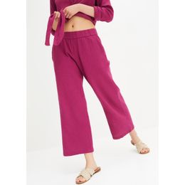 bonprix Damen Marlene-Hoseviolett, Gr. 46, Web, Obermaterial: 100% Baumwolle, Hosen, aus reiner Baumwolle, weites Musselin-Material, Loose Fit