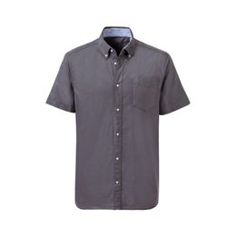 H.I.S. H.I.S Herren Kurzarmhemd "regular-fit", grau, Gr. L, unifarben, Web, Obermaterial: 100% Baumwolle, Hemden, mit Button-down-Kragen, reine Baumwolle